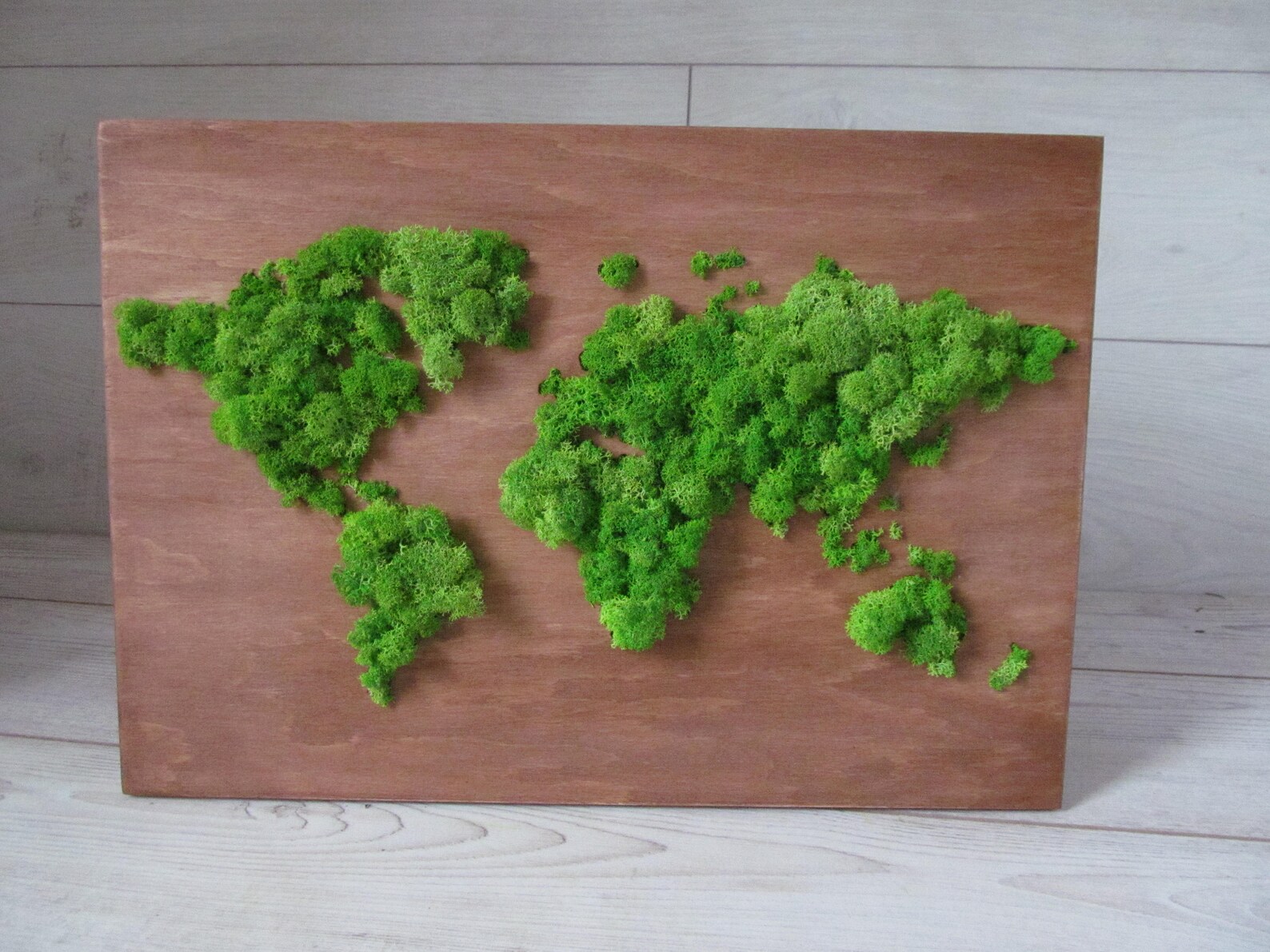Moss World Map Wooden Wall Map World Map Office Wall Decor - Etsy