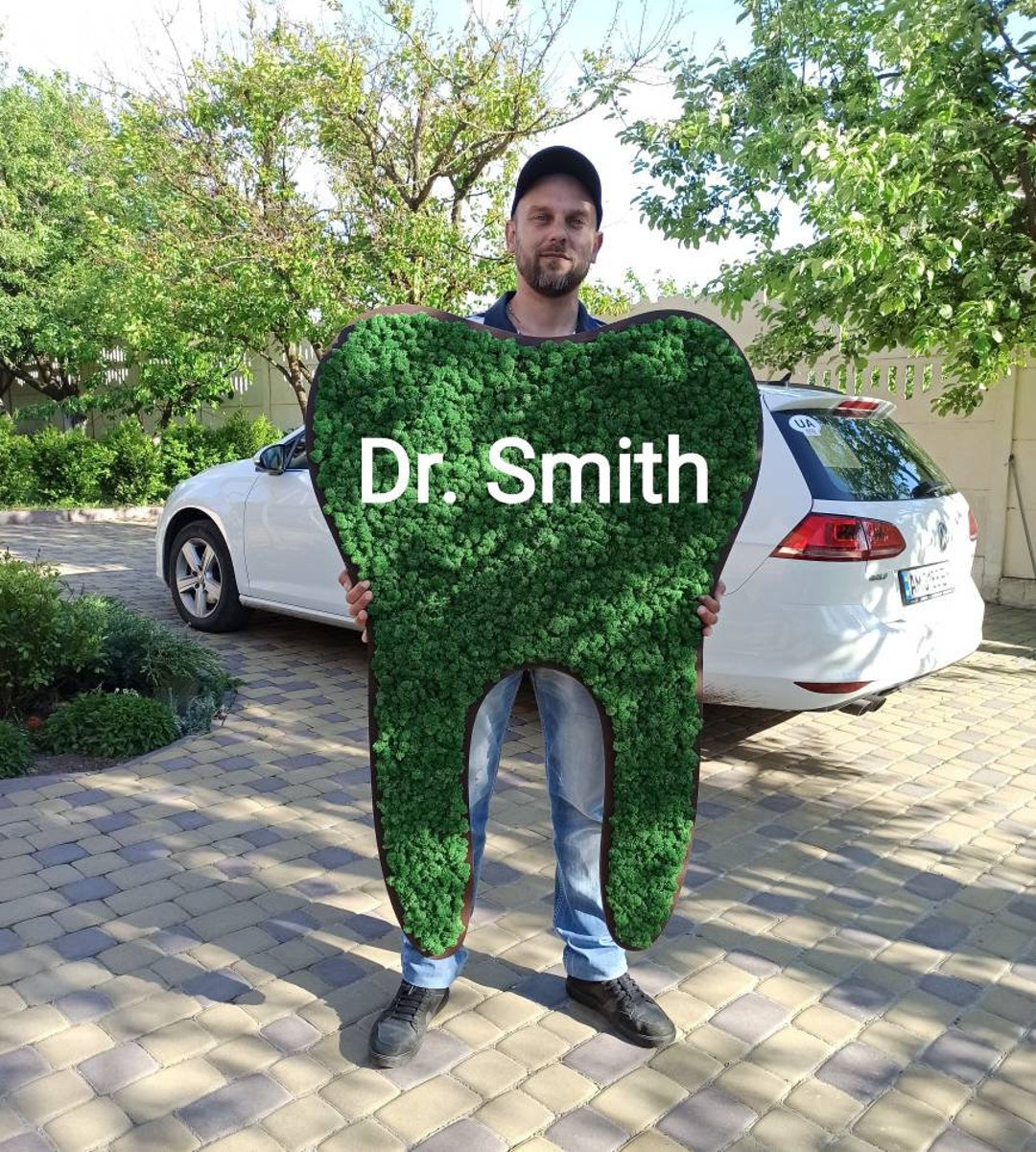 Personalized Moss Tooth Sign: Dentist Office Decor, Hygienist Gift - Etsy