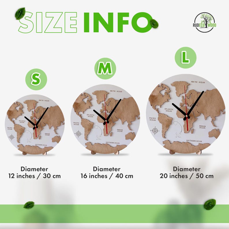 Wooden Wall Clock With Stand, World Map Desk Clock, Travel Agent Office ...
