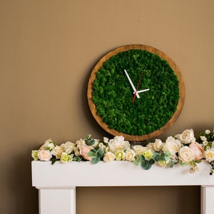 Moss Clock, Wooden Eco Clock With Preserved Moss, Wall Clock, Modern ...