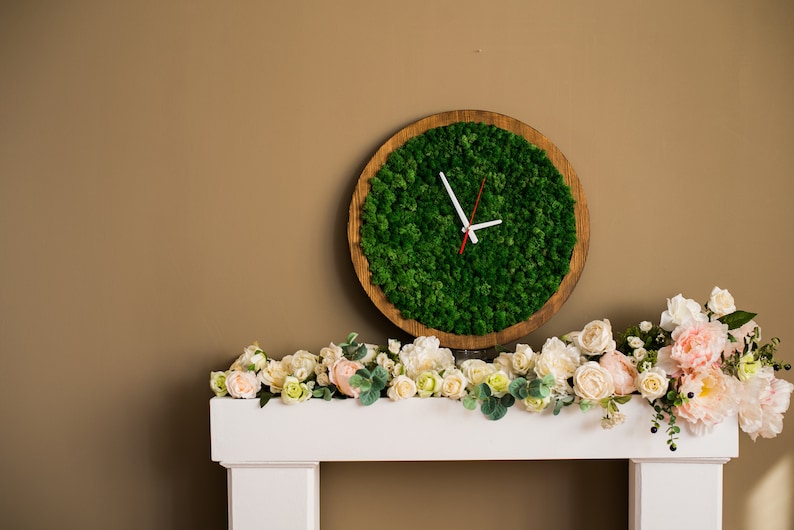 Moss Clock Wooden Eco Clock With Preserved Moss Wall Clock | Etsy