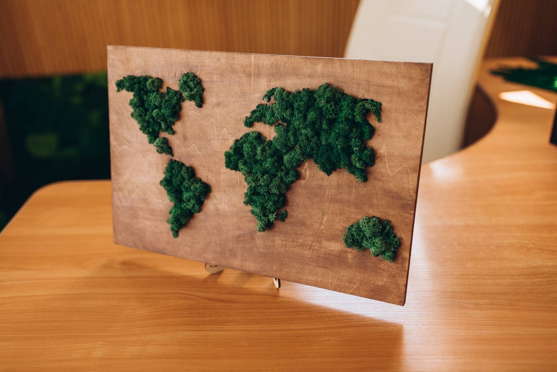Moss World Map Wooden Wall Map World Map Office Wall Decor - Etsy