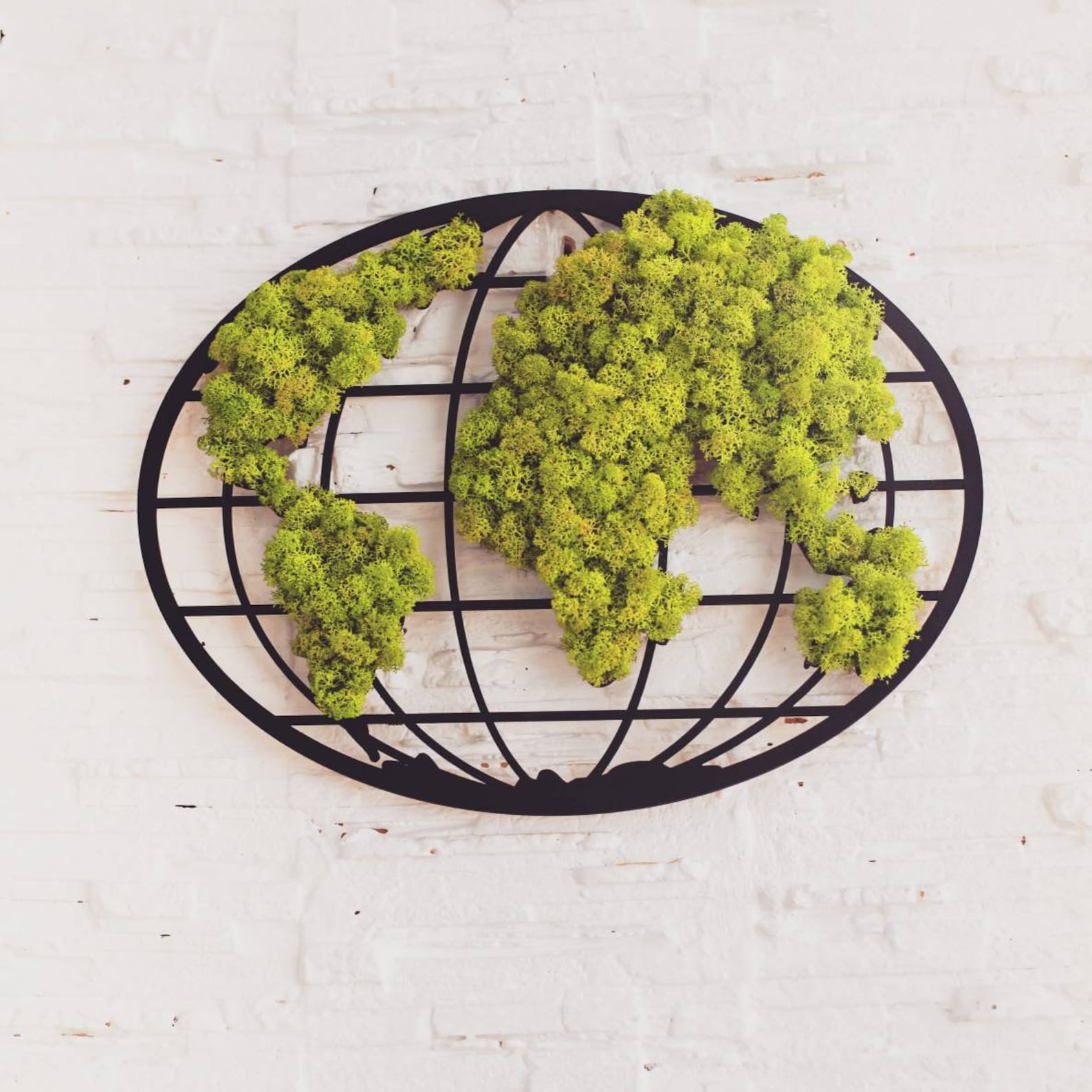 Moss World Map Wooden Wall Map Moss Wall Art Preserved Moss | Etsy