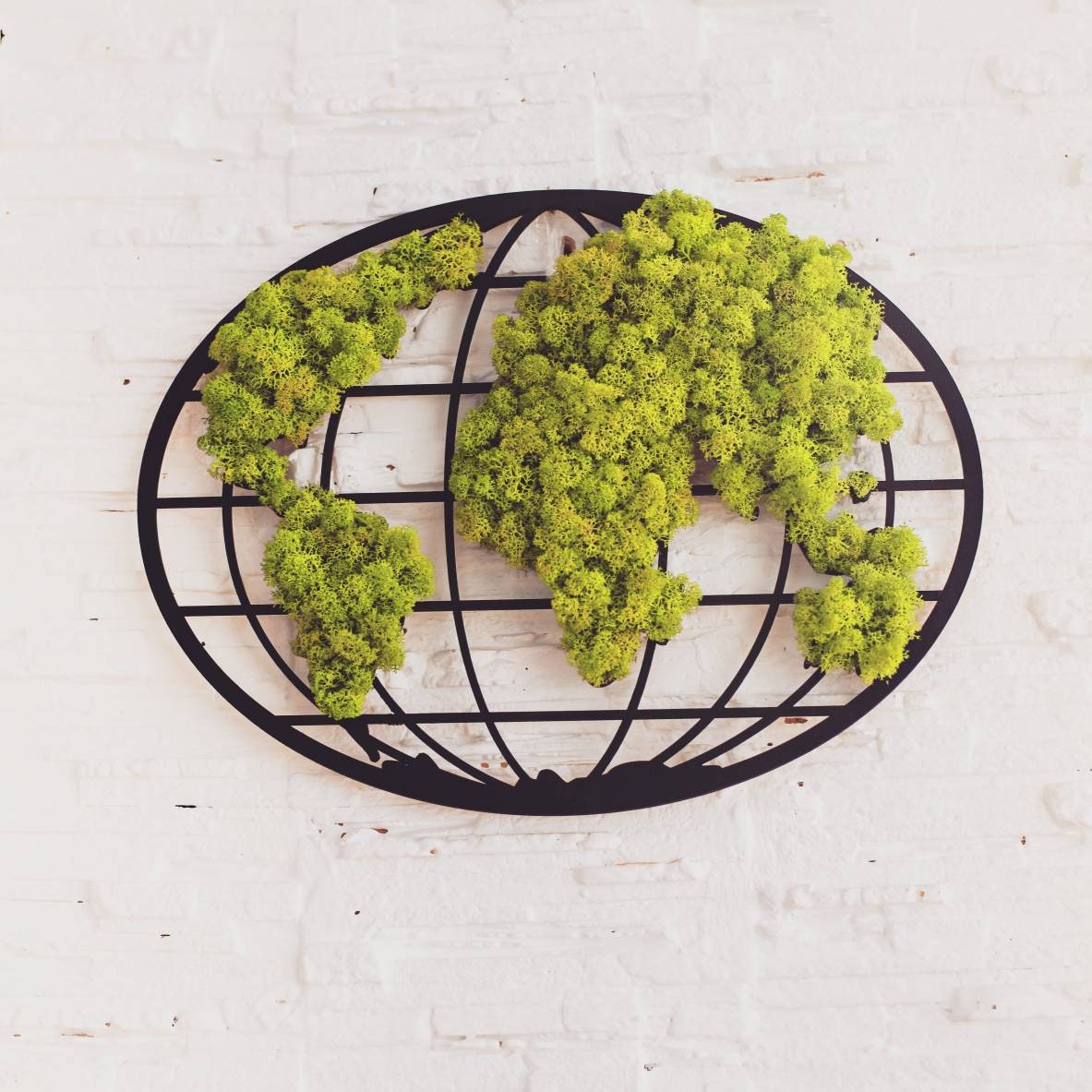 Moss World Map Wooden Wall Map Moss Wall Art Preserved Moss | Etsy