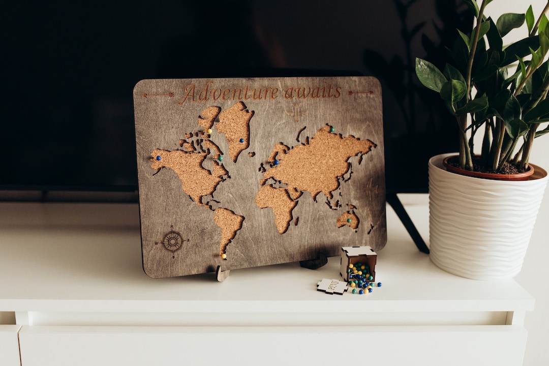 Personalized Cork World Map With Pins: Push Pin Travel Map - Etsy