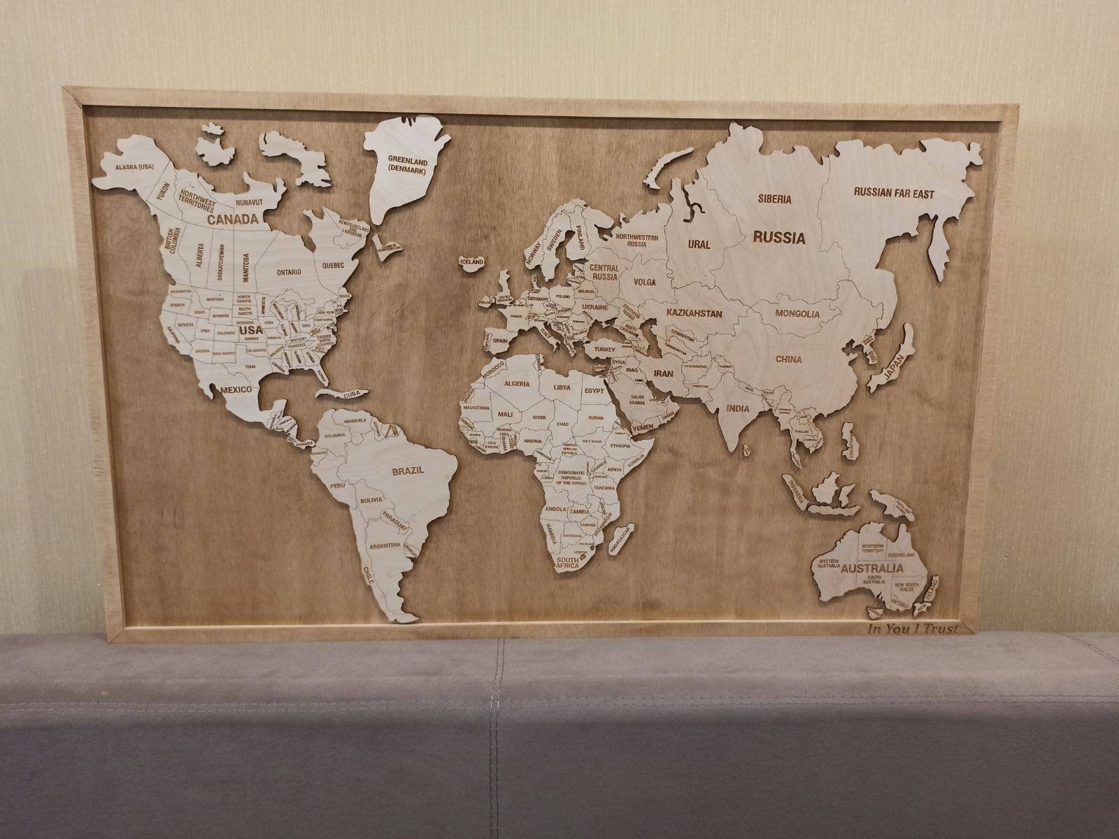 World Map Wall Art Wooden Map World Map Framed Travel Gift | Etsy