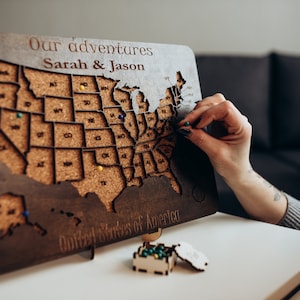 Wooden USA Map With 50 Pins, Personalized Cork Map, Custom United ...