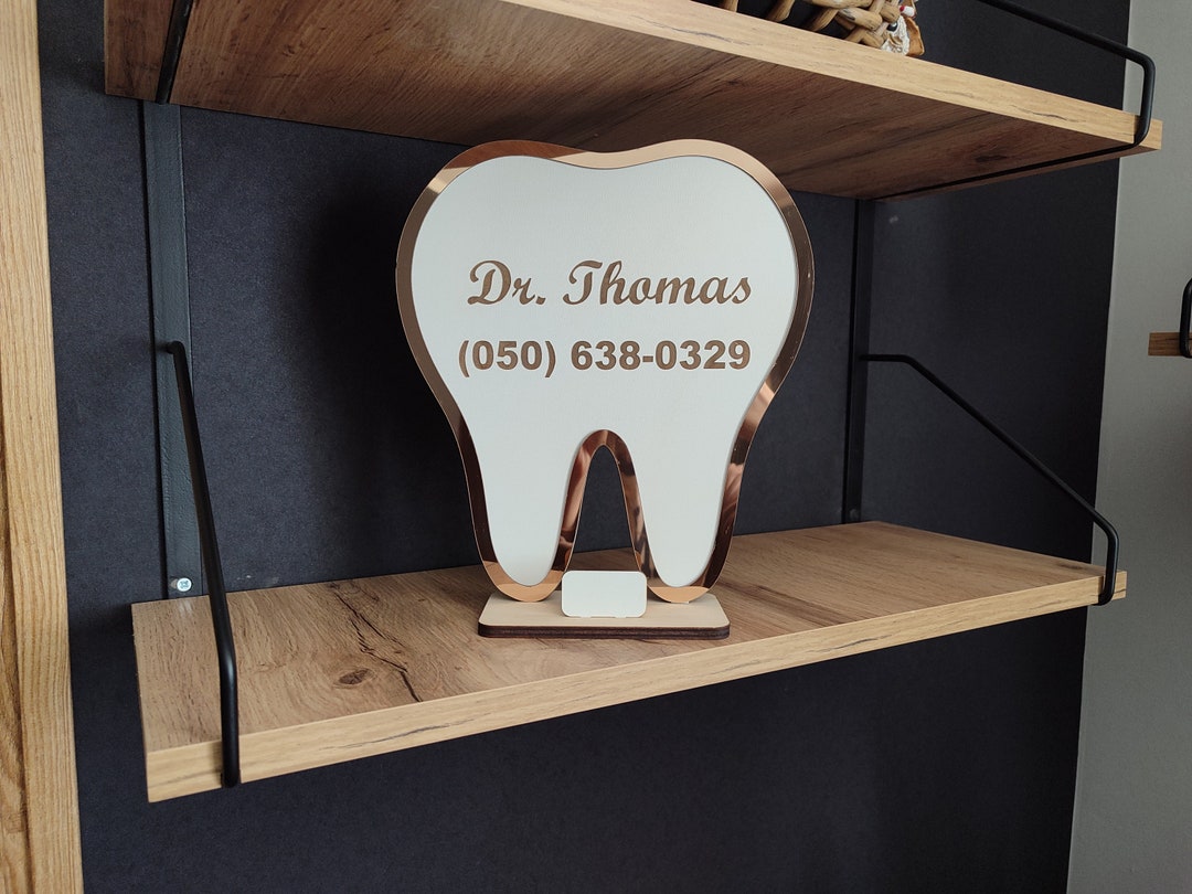 Custom Tooth Holder With Name Tags Dental Office Decor Qr Code Sign ...