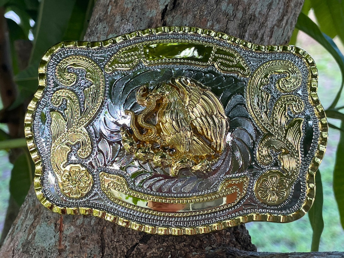 Large Mexican Emblem Western Belt Buckle, 5.5 X 4 Inches, Fits 1.5 Inch ...