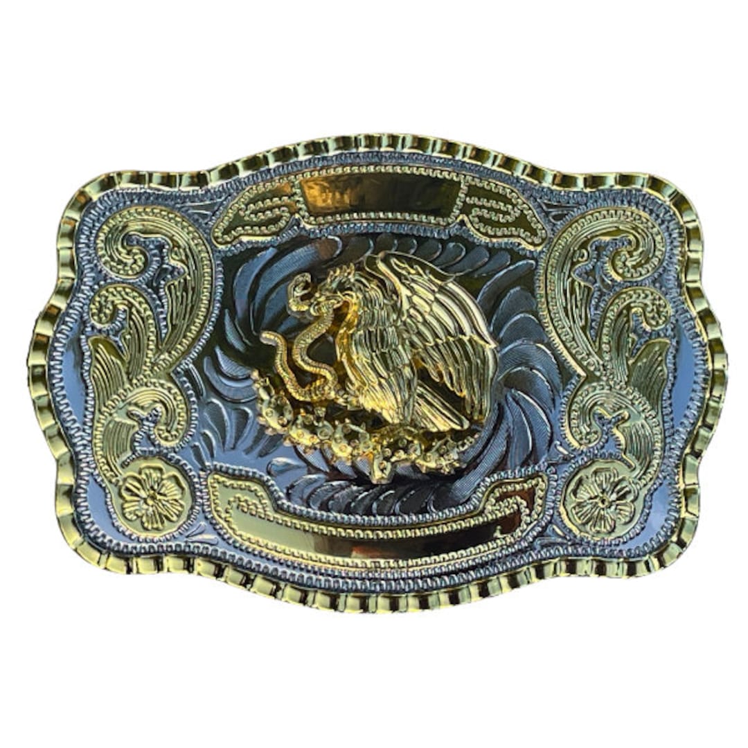 Large Mexican Emblem Western Belt Buckle, 5.5 X 4 Inches, Fits 1.5 Inch ...