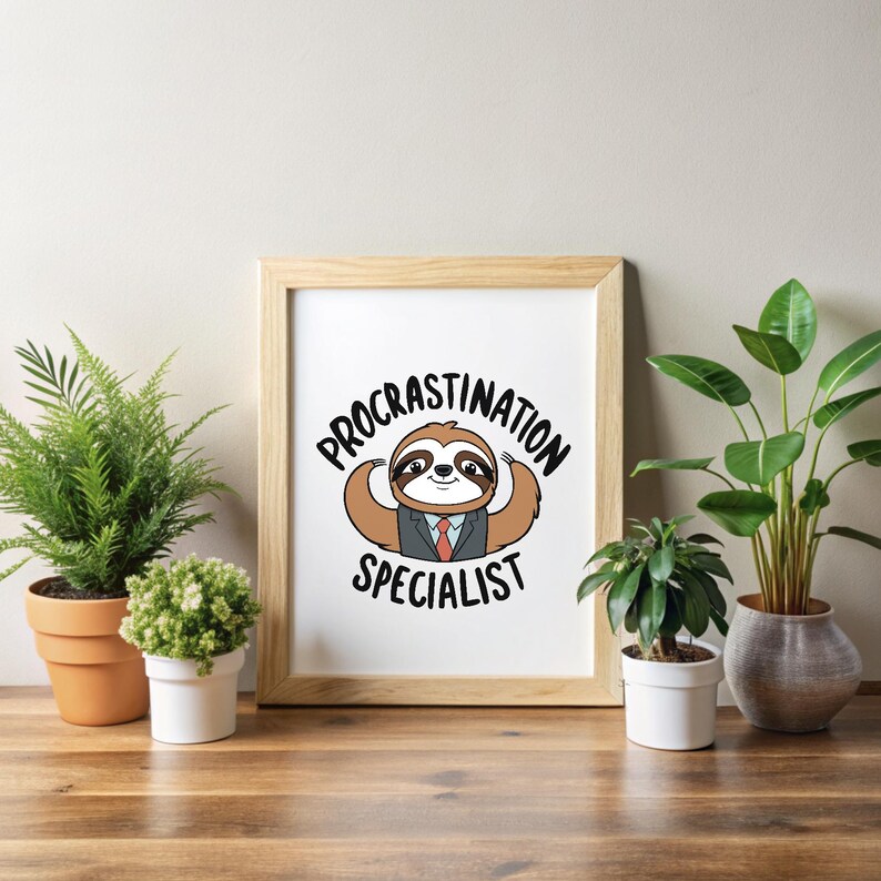 Sloth Clipart Vector, Svg, PNG, Procrastination Specialist, Lazy Sloth ...