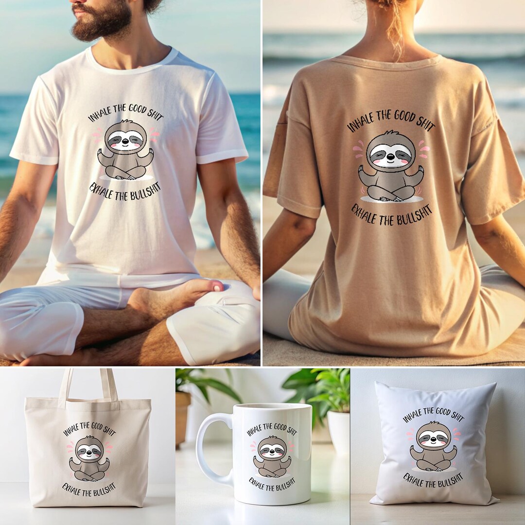 Sloth Clipart Vector, Yogi Sloth, Svg, PNG, Namaste, Tshirt Digital ...