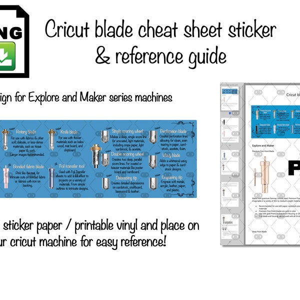 Cheat Sheet for Cricut Blade - Etsy