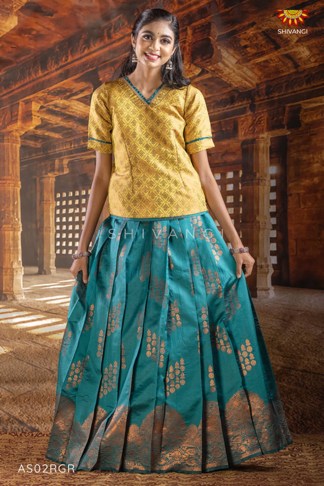 Kids Ramar Green Mayura Pattu Pavadai Set Lehenga - Etsy