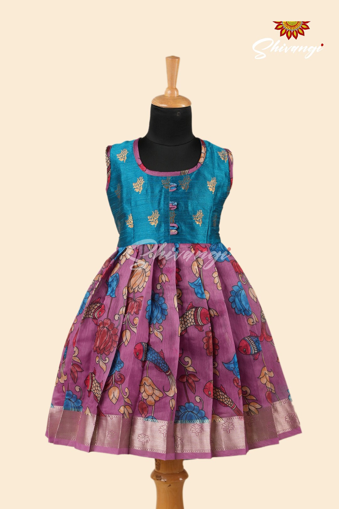 Purple Kalamkari Fish Frock for Girls - Etsy