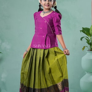 Shivangi Clothing Summer Collection - Green Peafowl Cotton Pavadai Set ...
