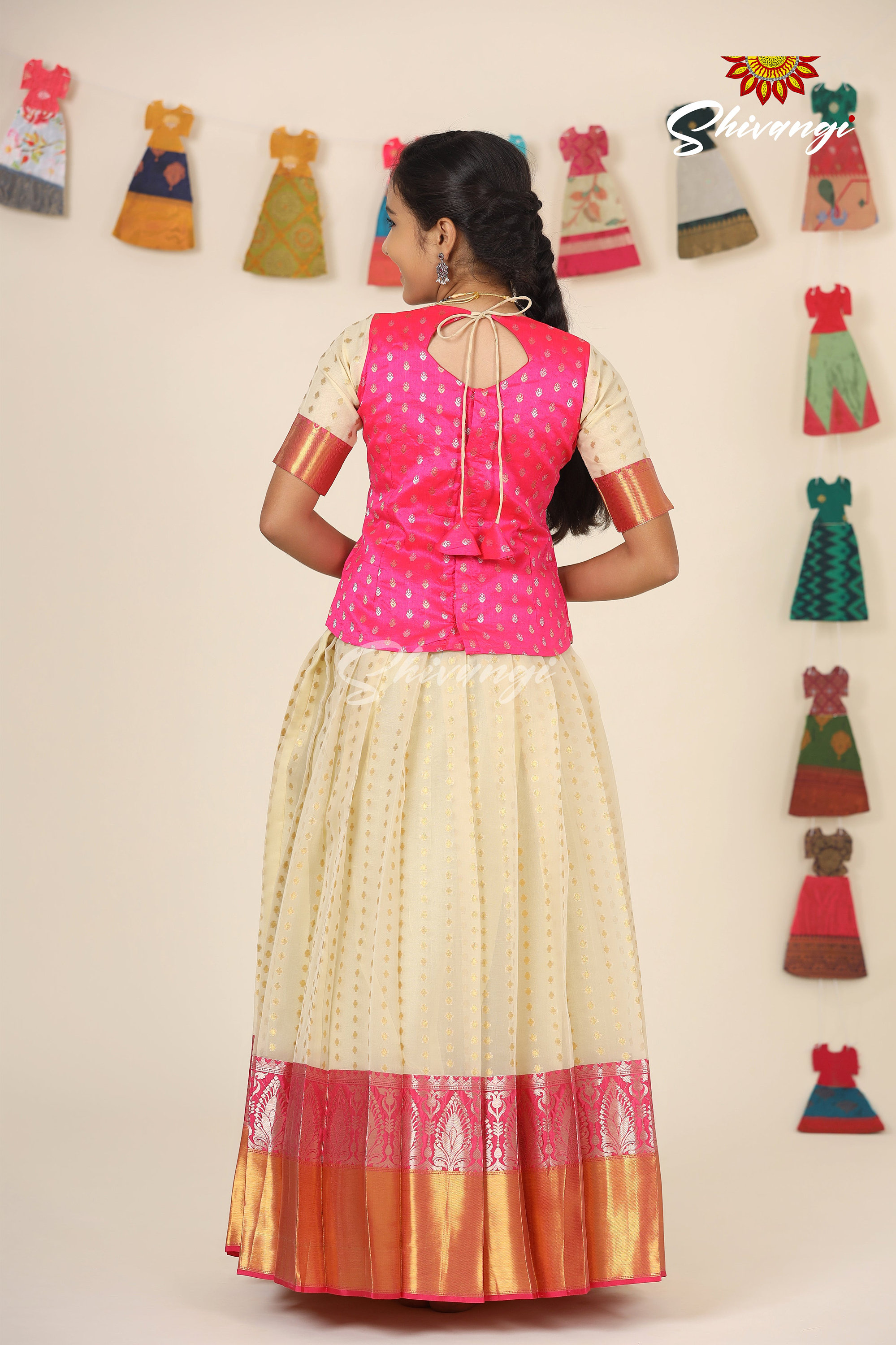 Silver Tulip Pink Pattu Pavadai for Girls Festive Wear - Etsy