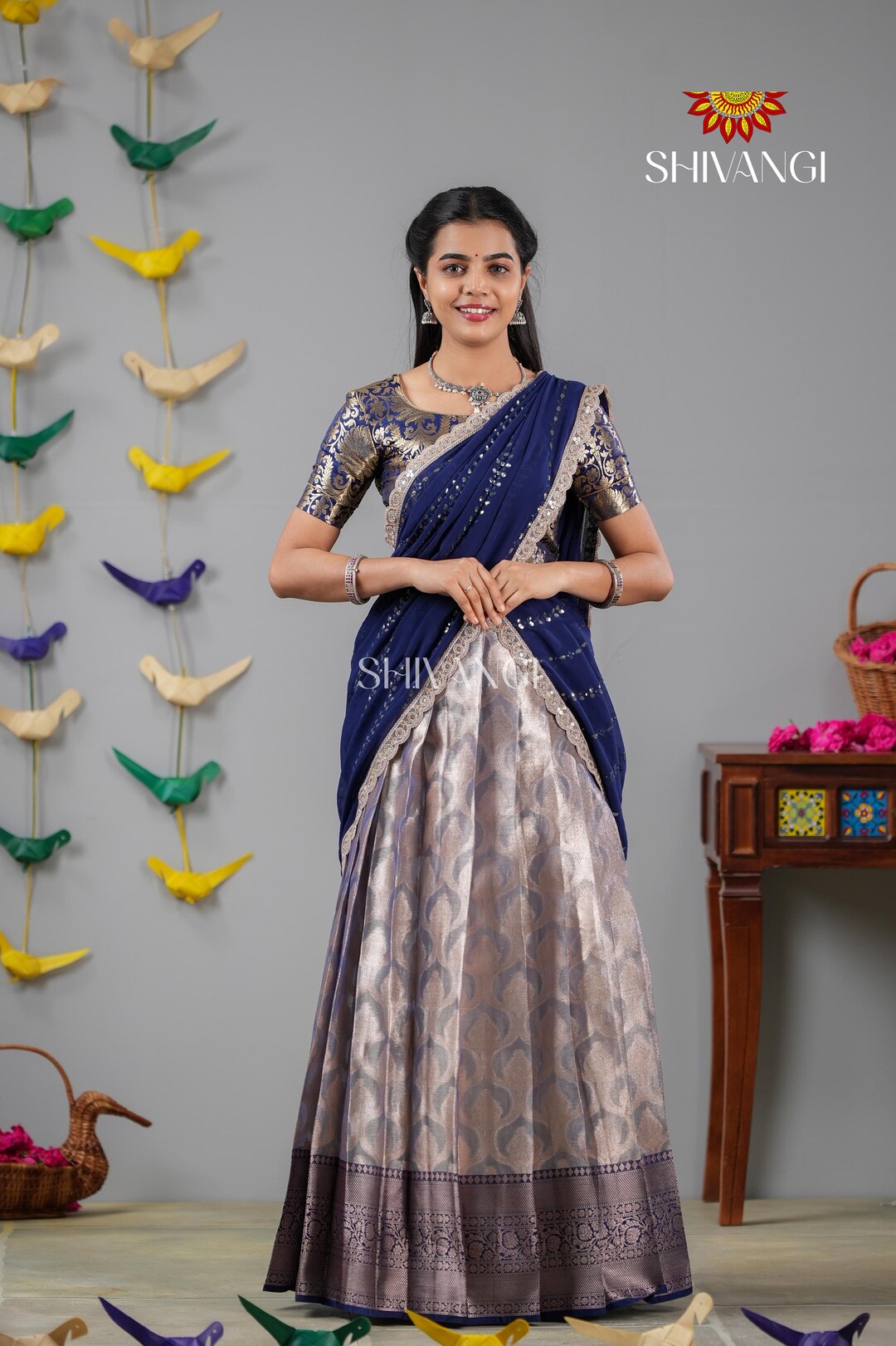 Shivangi Clothing Spiral Tree Traditional Half Saree Lehenga for Girls ...