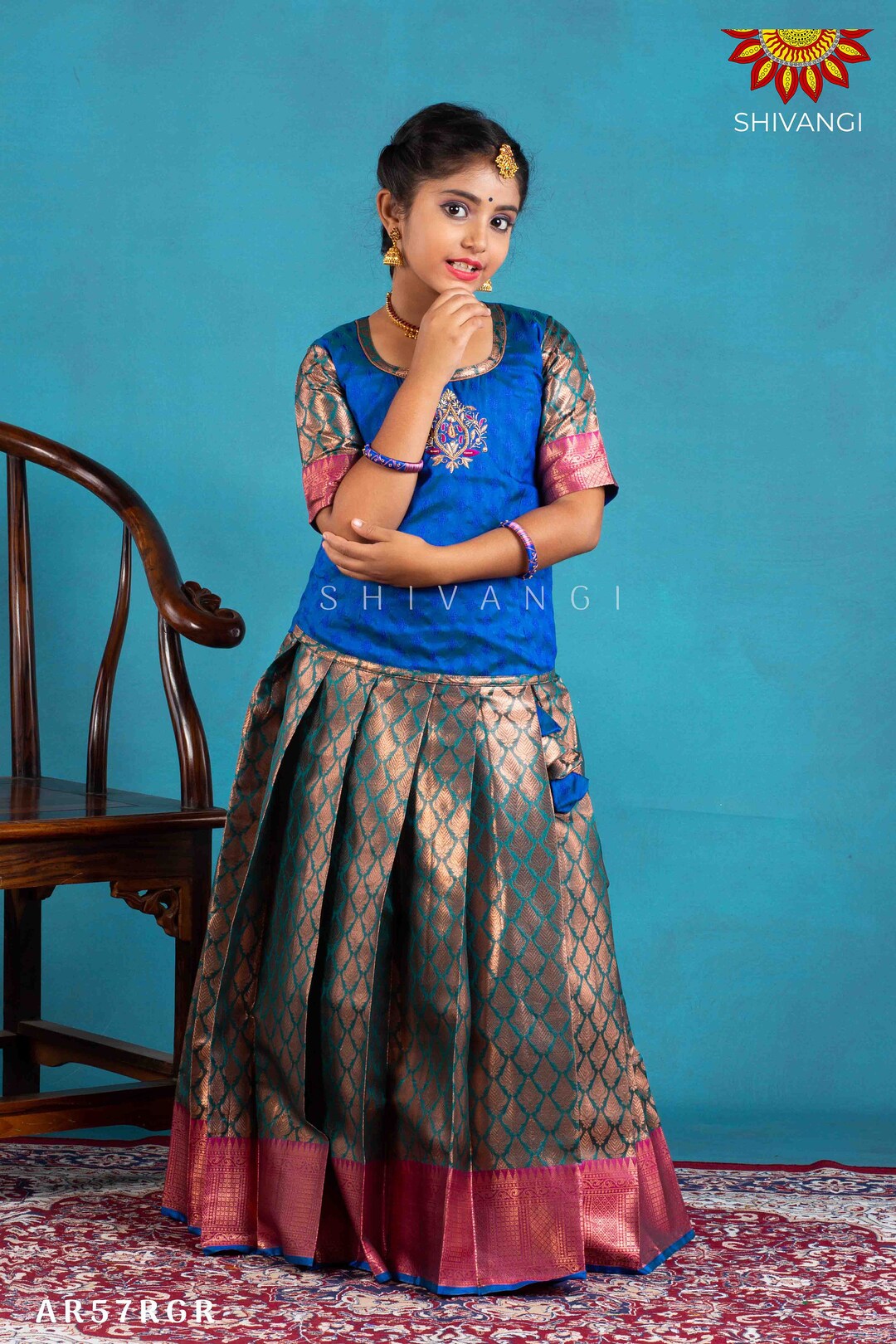 Girls Ramar Green Lilly Bud Pattu Pavadai Langa - Etsy