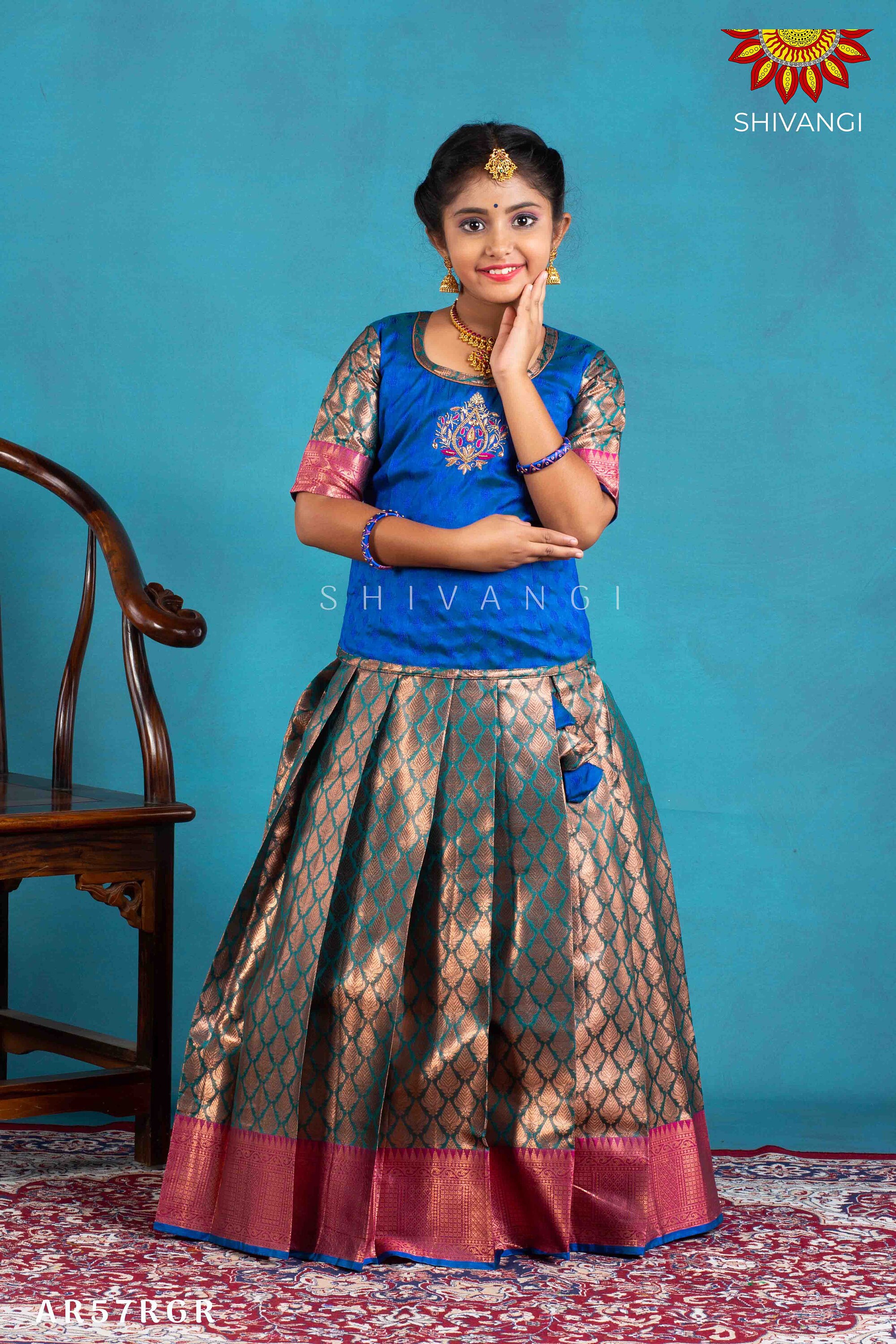 Girls Ramar Green Lilly Bud Pattu Pavadai Langa - Etsy