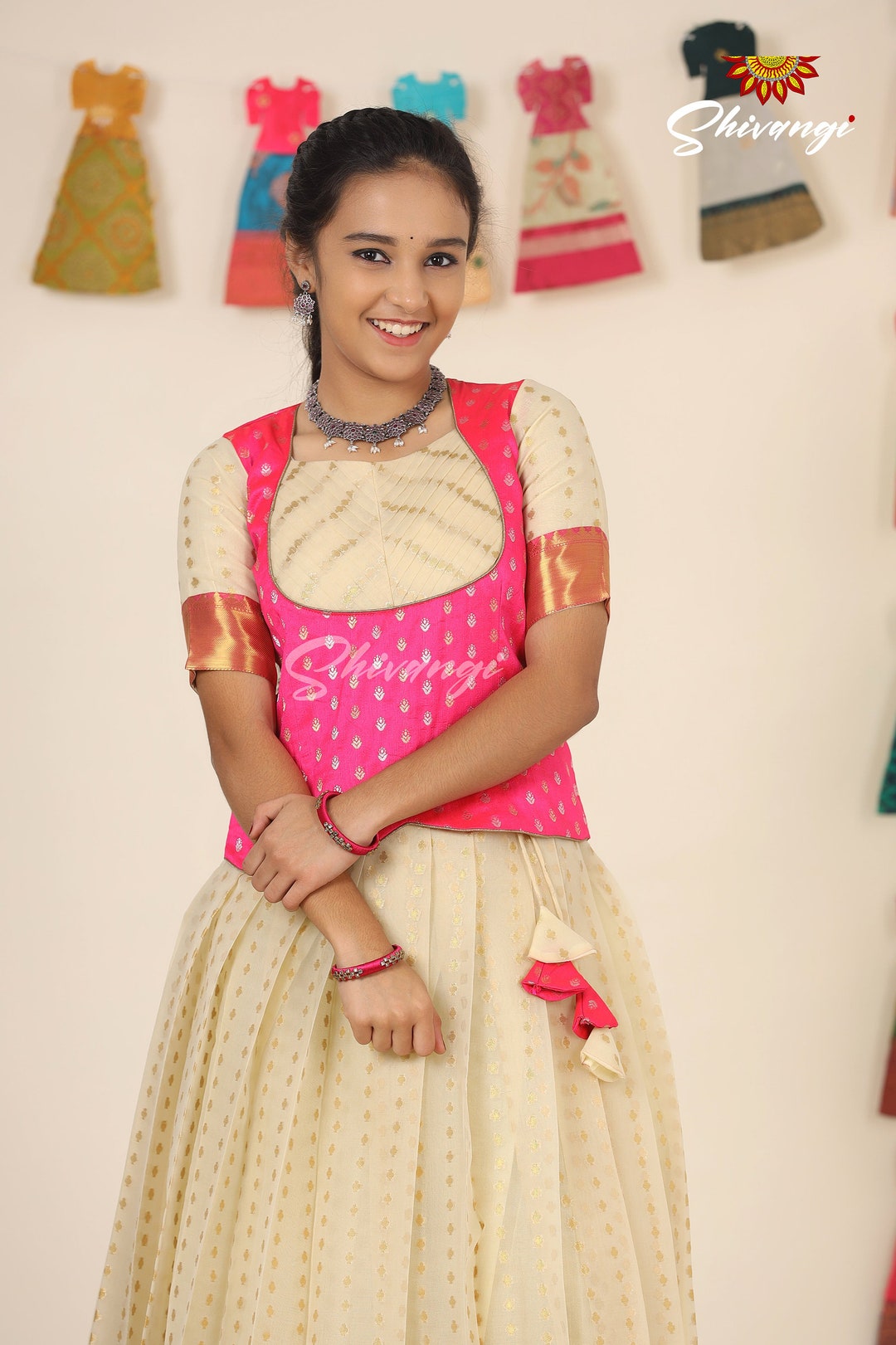 Silver Tulip Pink Pattu Pavadai for Girls Festive Wear - Etsy