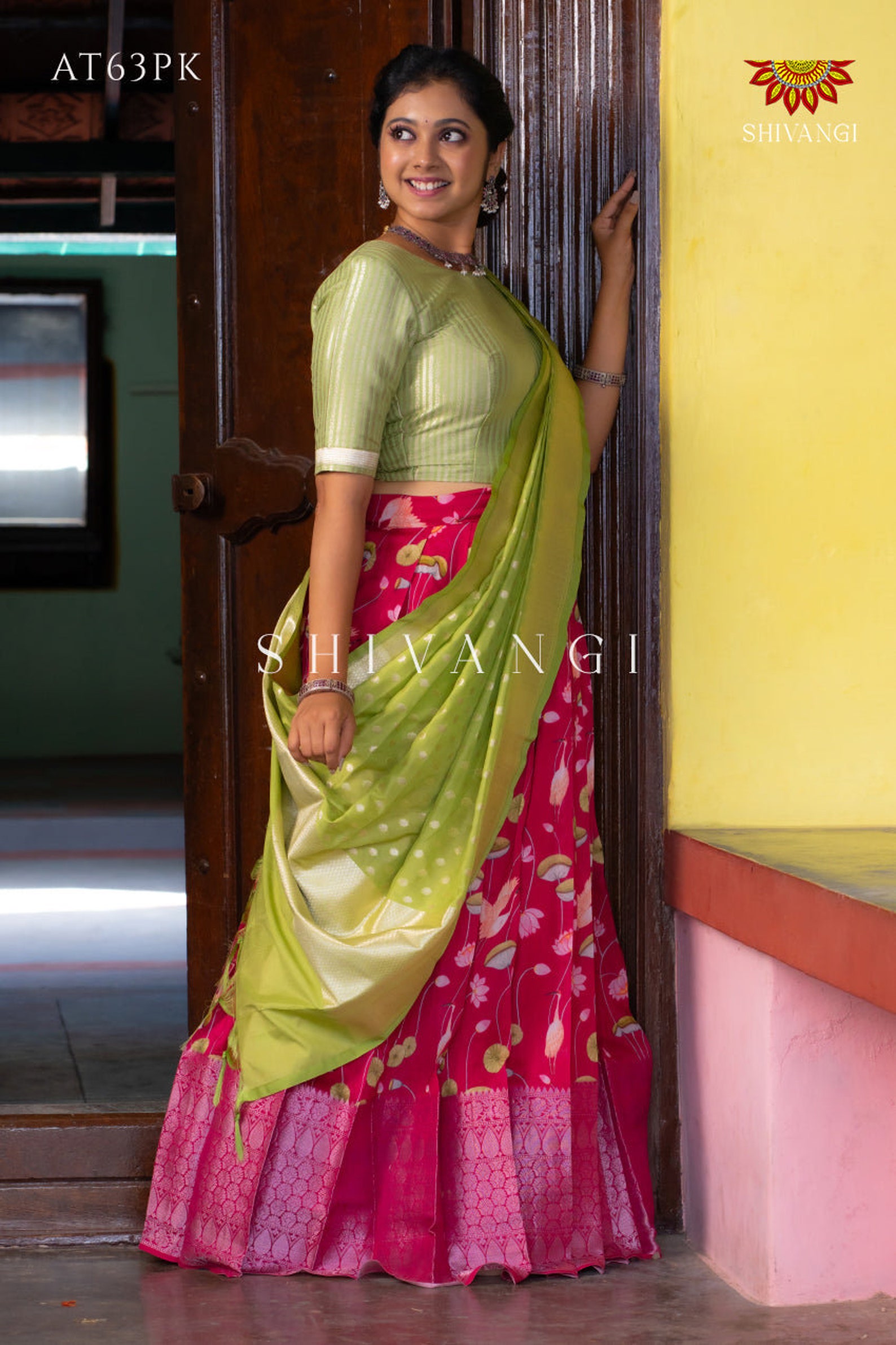 Girls Pink Pure Chanderi Cheeta Half Saree Festive Wear - Etsy
