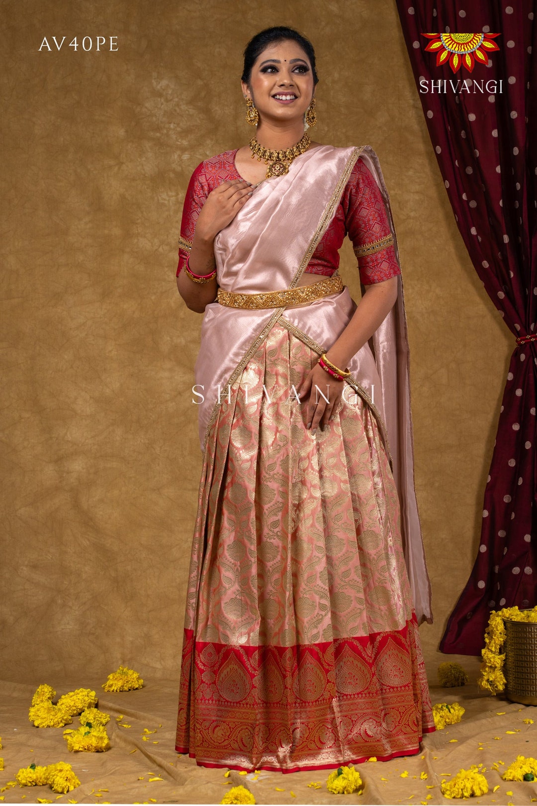 Diwali Collection Golden Diya Half Saree - Etsy