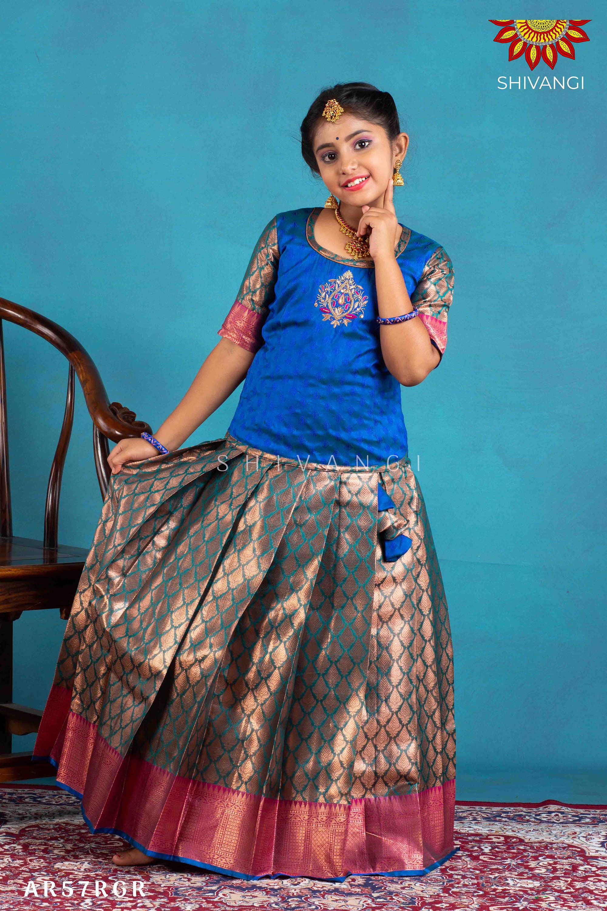 Girls Ramar Green Lilly Bud Pattu Pavadai Langa - Etsy