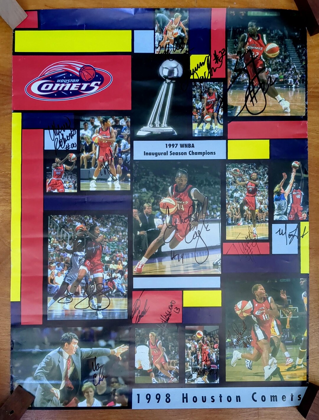 Vintage 1998 Houston Comets Autographed Poster: WNBA Champions - Etsy