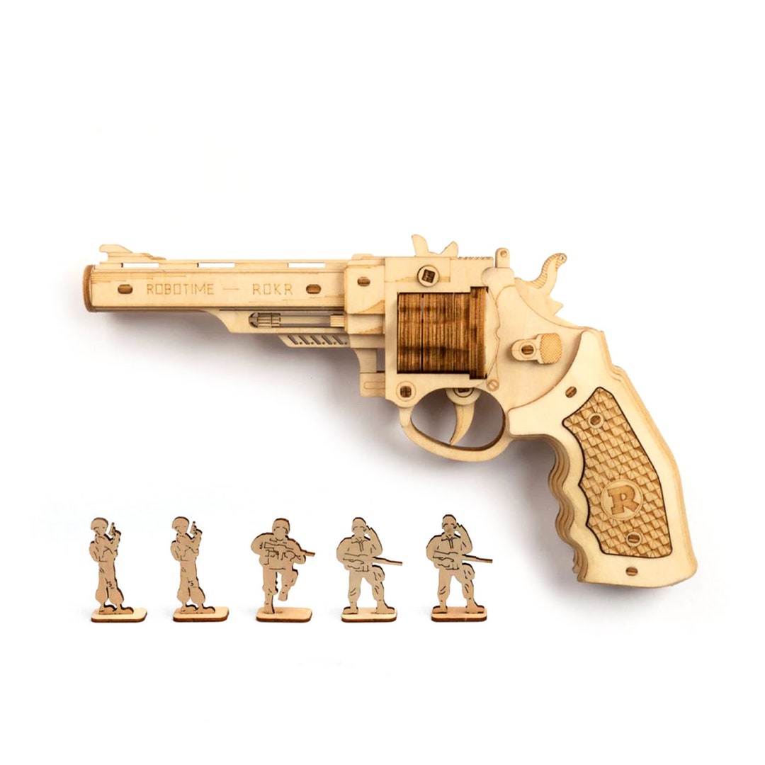 Revolver Gun 3D Wooden Puzzle Games Model Building Kits for Children ...