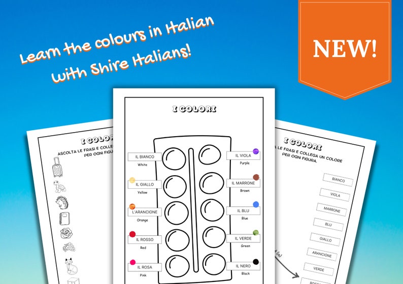 Italian Colours Worksheets: Explore the Colours in Italian! - Etsy