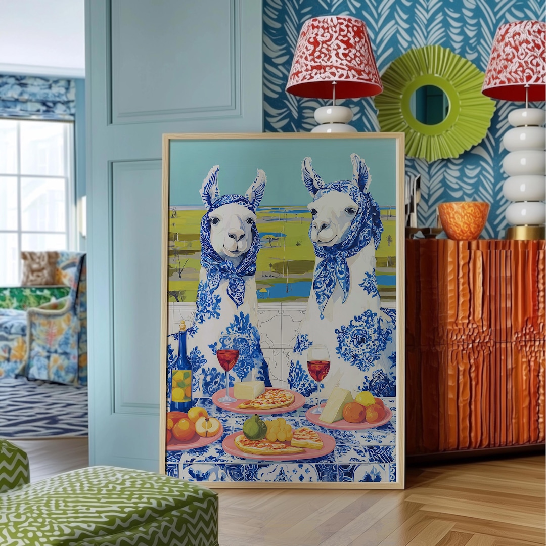 Llama Cheese & Wine Art Print: Quirky Kitchen Poster - Etsy