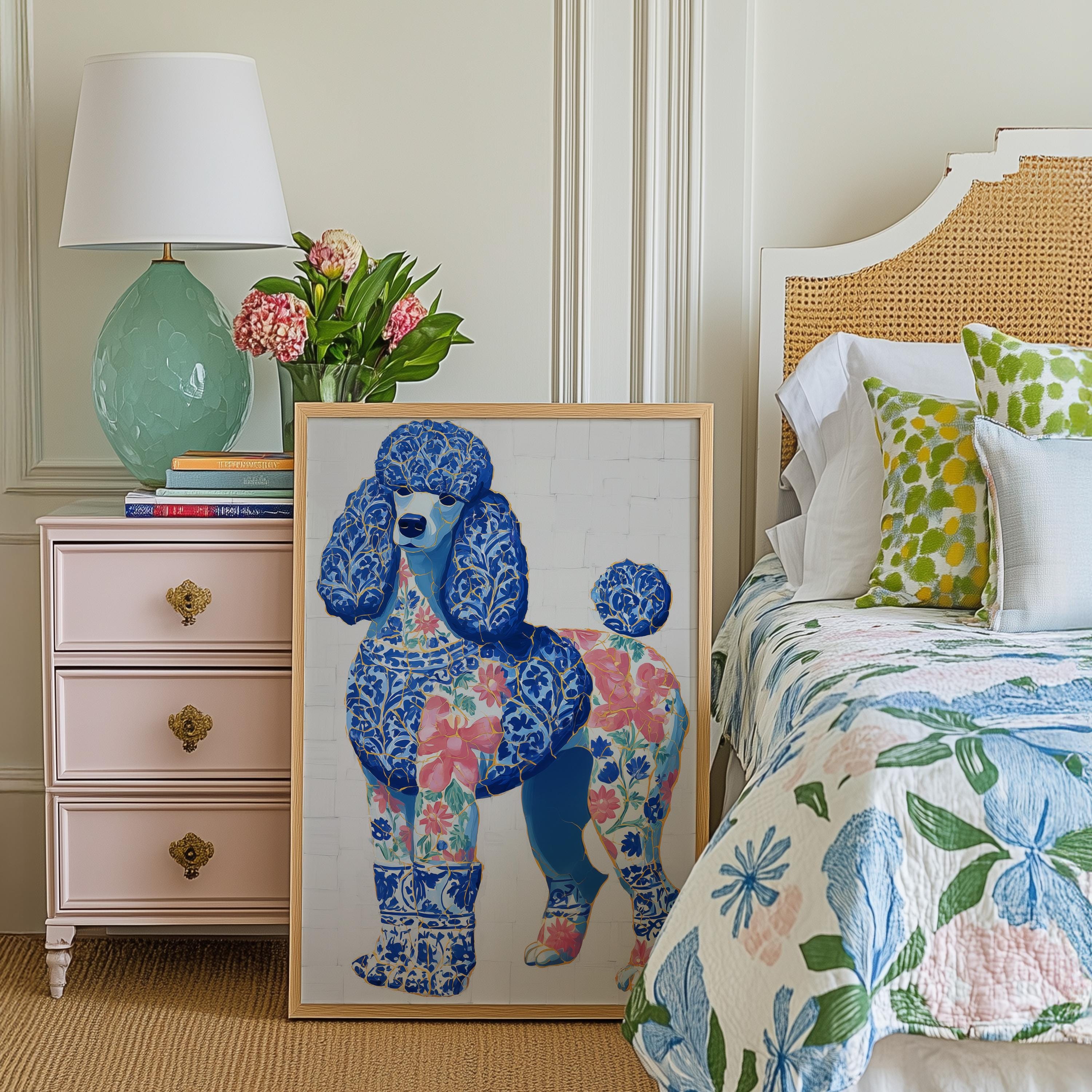 Poodle Wall Art Print: Blue Chinoiserie Dog Poster - Etsy