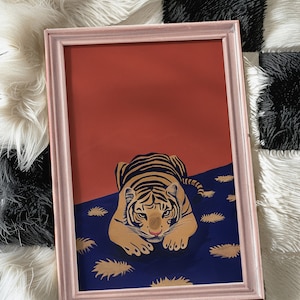 Tiger Print, 70s Poster, Retro Bedroom Decor, Tiger Decor, Mid Century ...