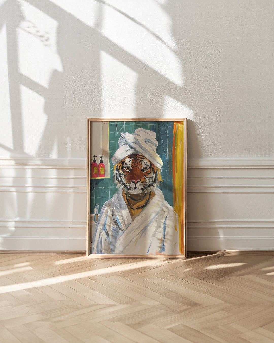 Tiger in Robe Art Print: Maximalist Bathroom Poster - Etsy UK