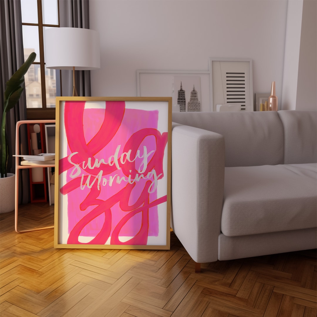 Pink Sunday Morning Typography Print: Preppy Maximalist Wall Art - Etsy