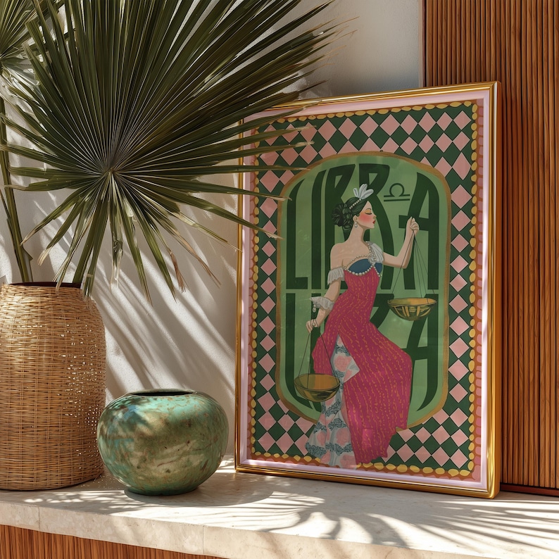 Libra Zodiac Wall Art Poster: Astrology Poster, Coquette Girly Dorm ...