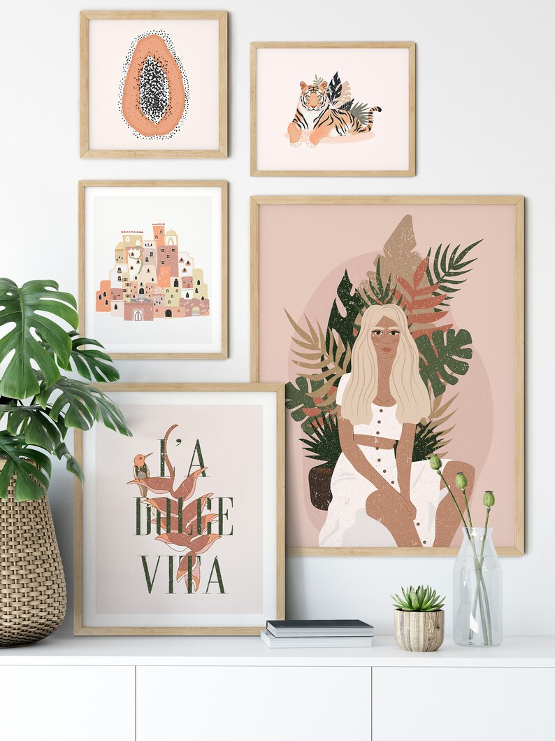 Boho Decor Gallery Wall Set of 5 Prints Boho Room Decor - Etsy Australia