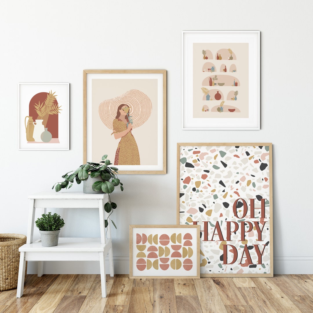 Boho Wall Decor, Large Set for Modern Boho Bedroom, Boho Art Prints Set ...