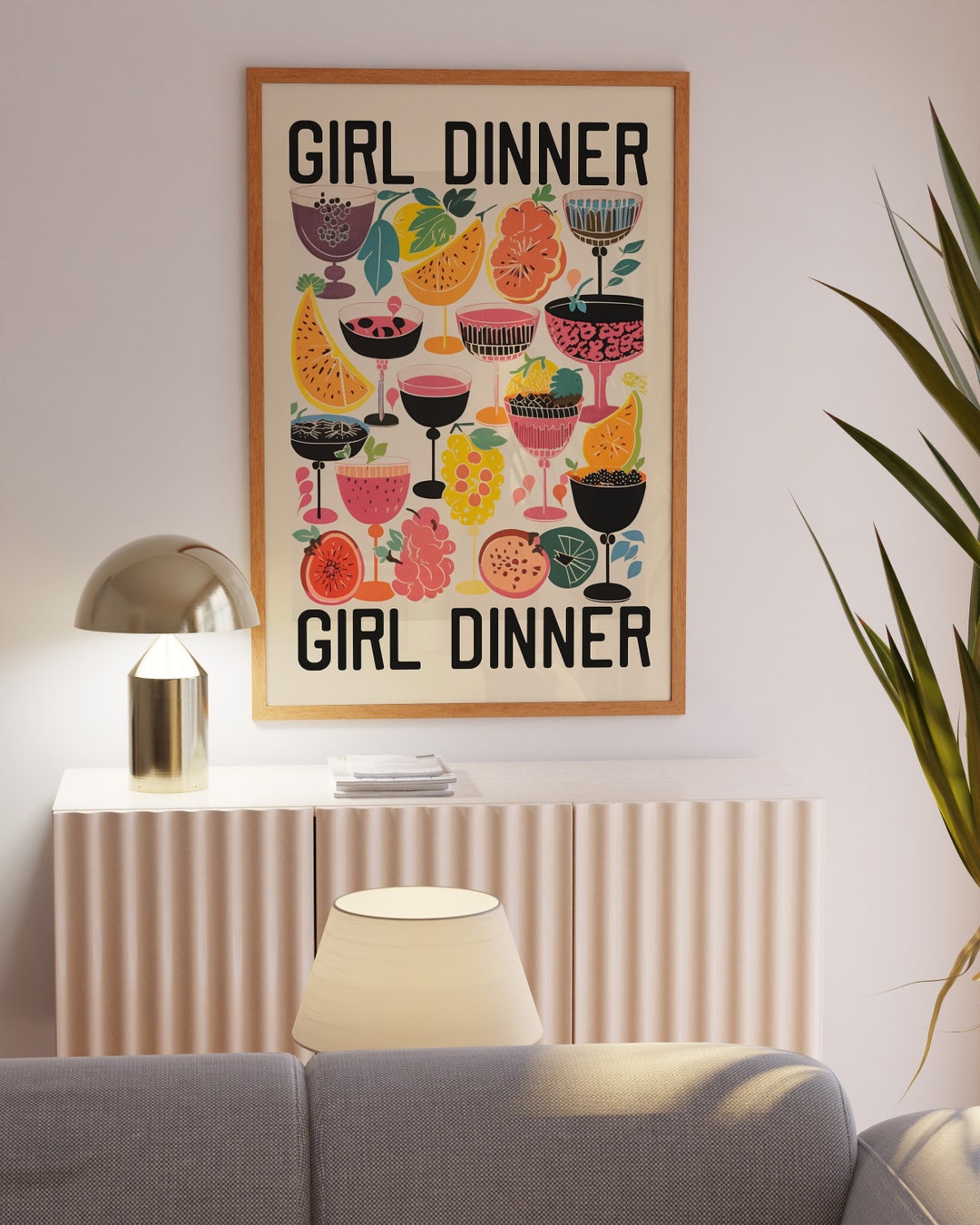 Girl Dinner Poster, 70s Wall Decor, 70s Art Print, Dining Room Decor ...