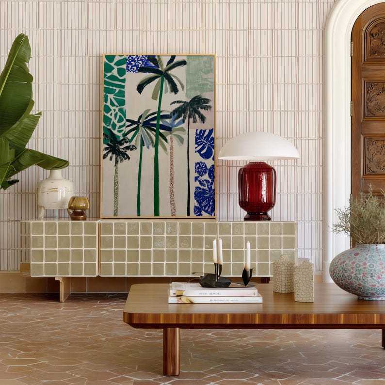 Tropical Palm Print: Japandi Jungle Wall Art, Boho Coastal Decor - Etsy