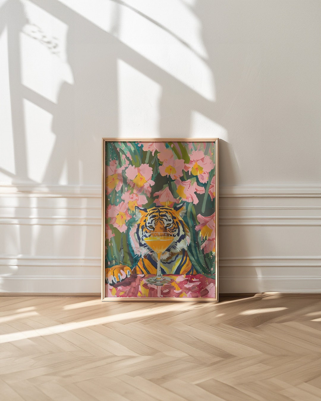 Tiger Martini Art Print: Girly Maximalist Home Decor - Etsy