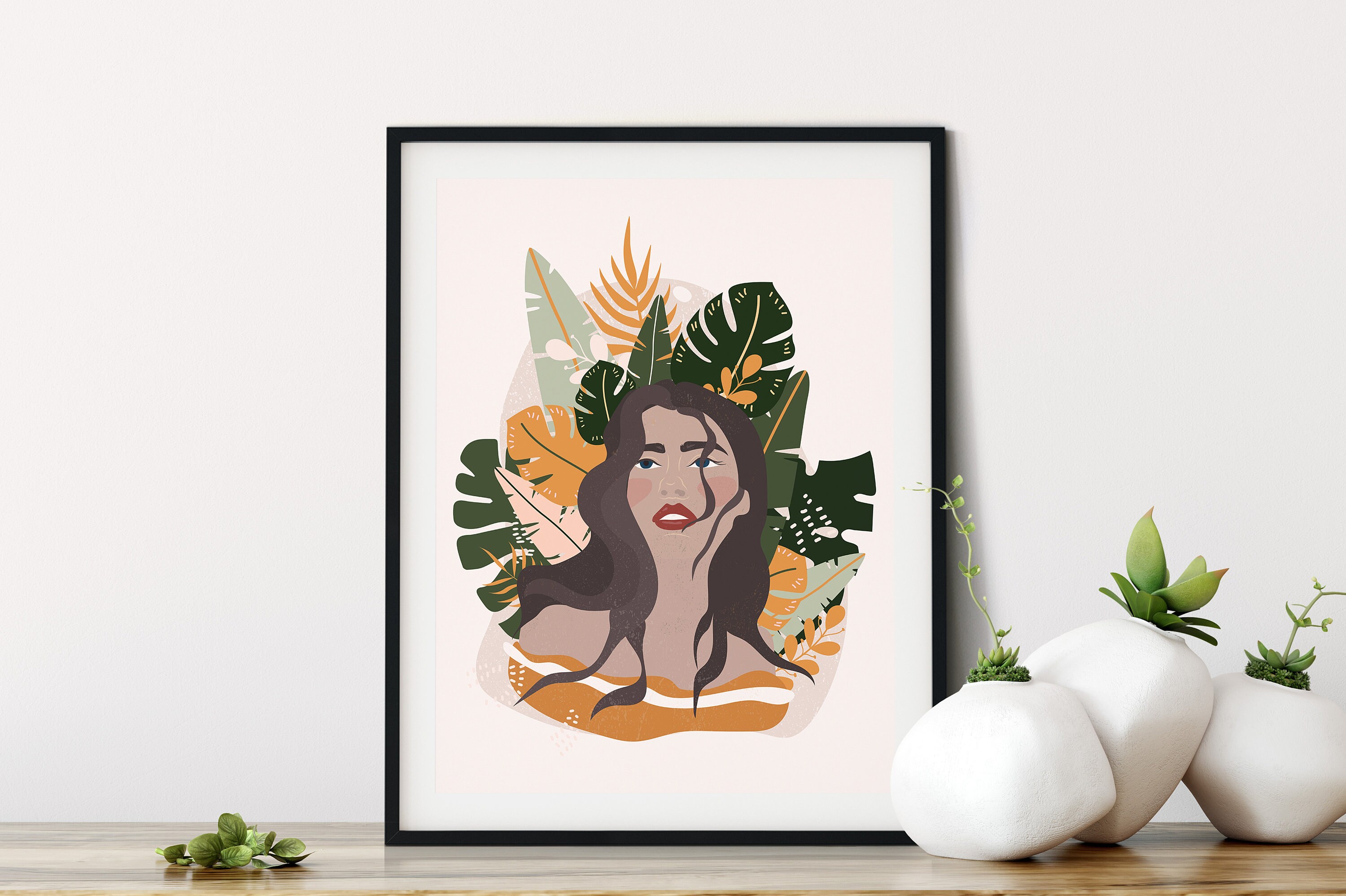 Boho Living Room Decor Boho Wall Decor Woman Portrait Wall Art - Etsy