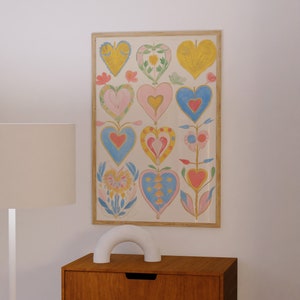 70s Hearts Wall Art Print: Vintage Cottagecore Decor - Etsy