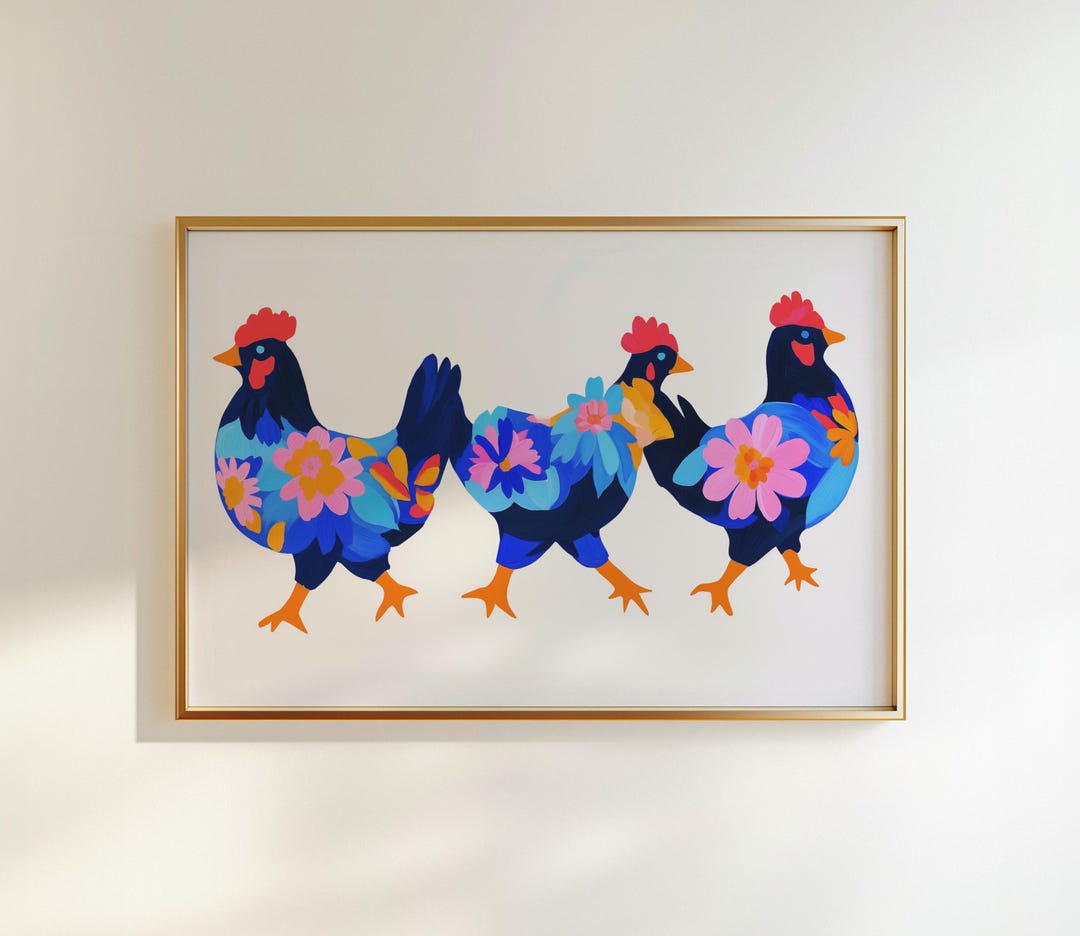 Chicken Poster, Cottagecore Decor, Kitchen Decor, Trendy Wall Art ...