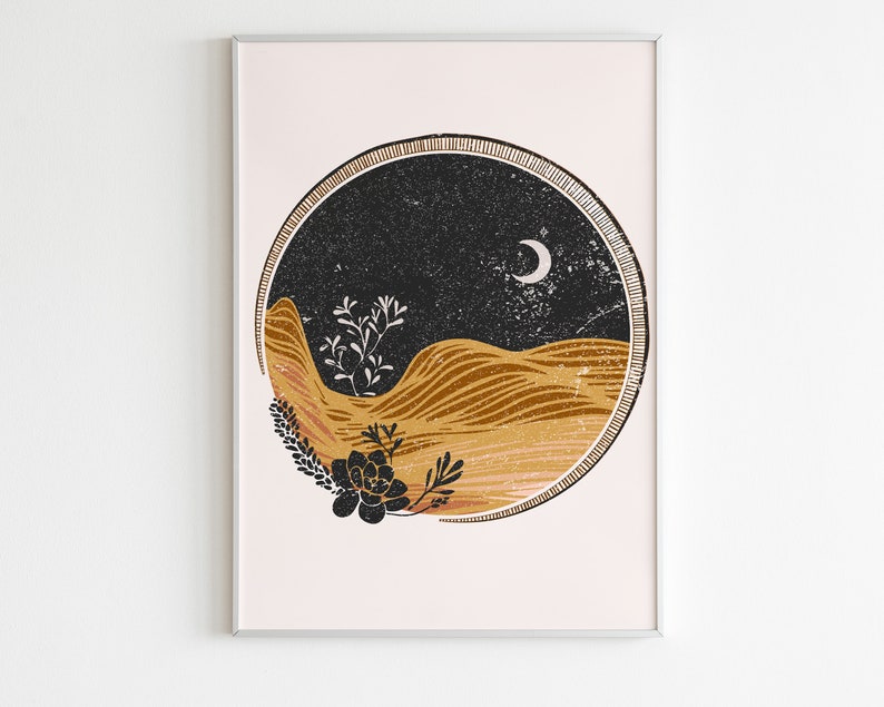 Bohemian Art Prints Sun and Moon Art Print Bohemian Wall - Etsy