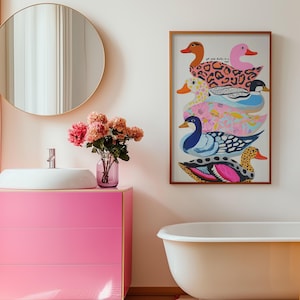 Colorful Ducks Art Print: Kitsch Animal Pattern Wall Decor - Etsy