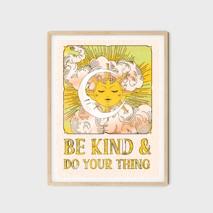 70s Decor, Be Kind and Do Your Thing, Hippie Print, 70s Home Decor, Sun ...