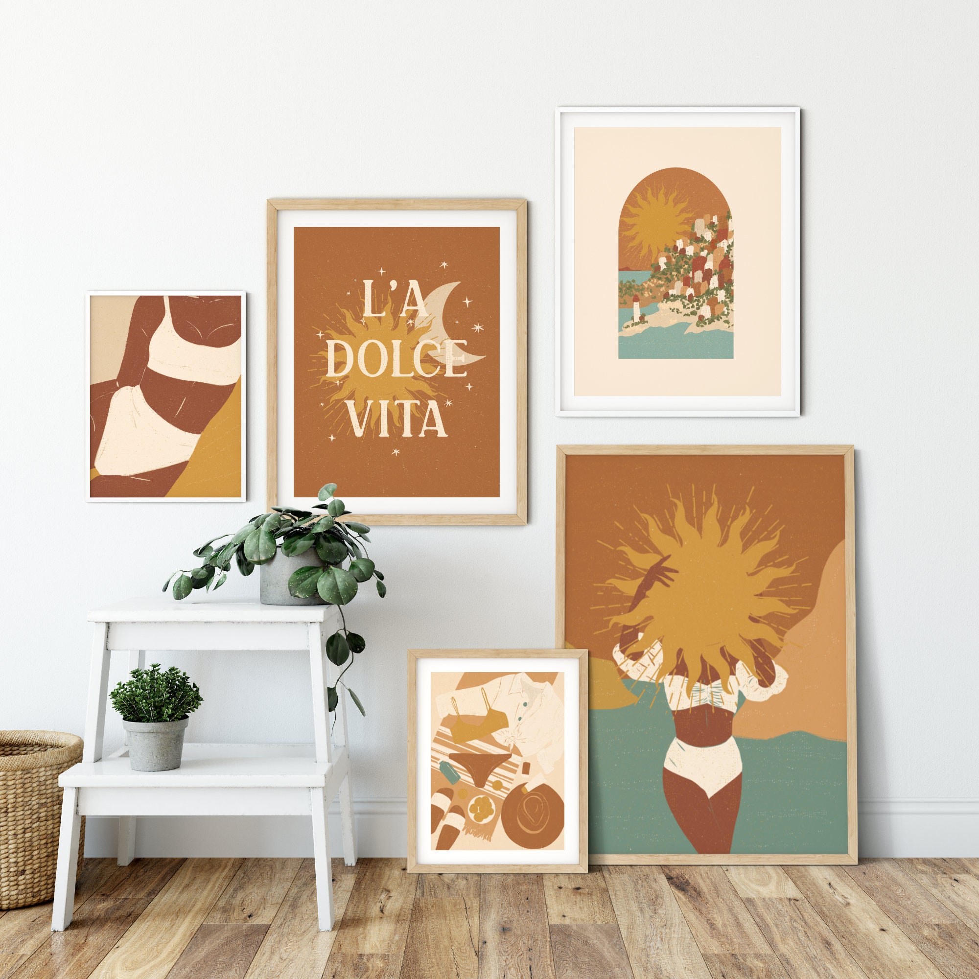 Boho Wall Decor Boho Beach Prints Sun and Moon Poster Wall - Etsy