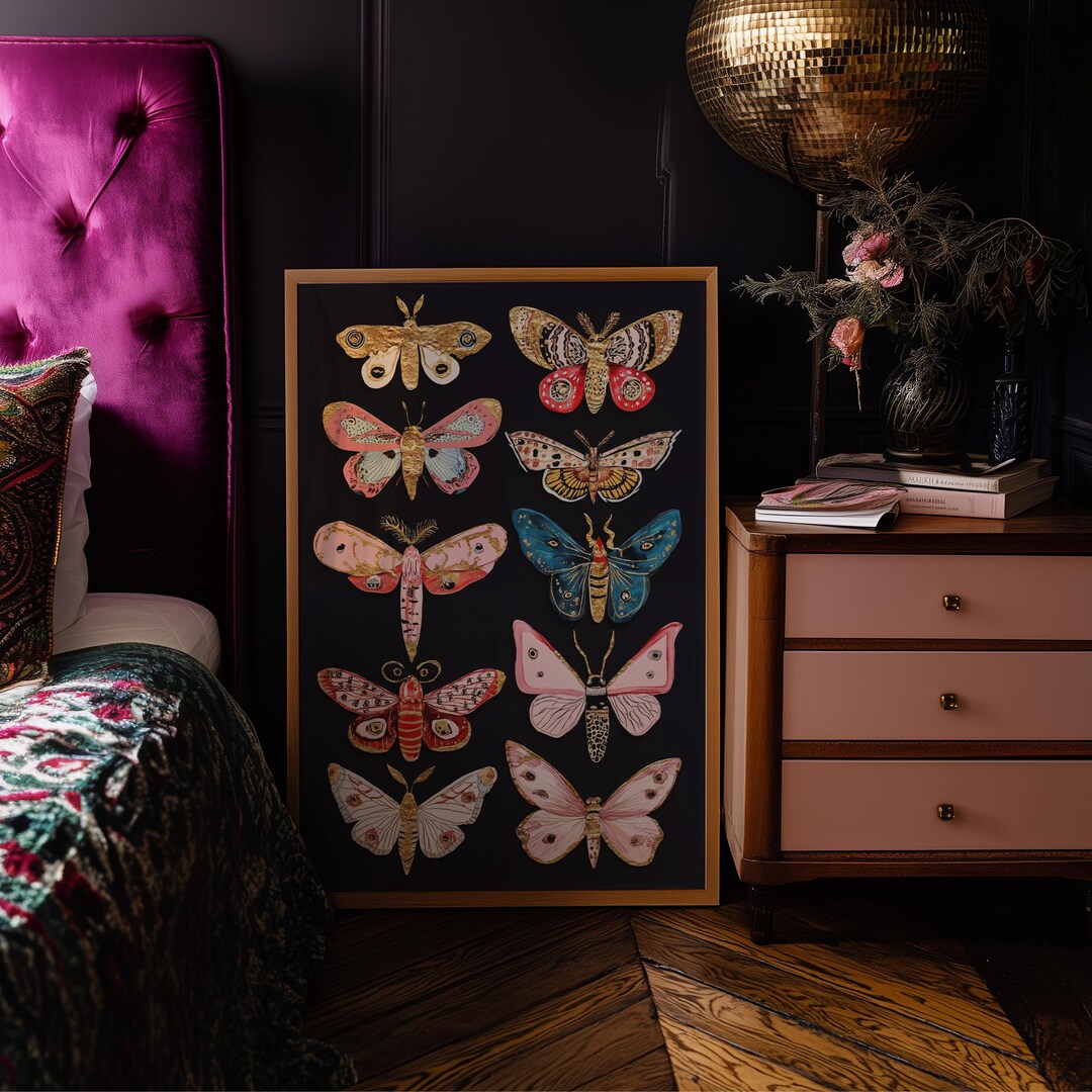 Butterfly Moth Wall Art: Maximalist Cottagecore Insect Print - Etsy
